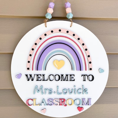 Boho Rainbow Welcome Classroom Sign Download Laser Cut File SVG - Etsy