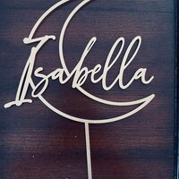 Moon Cake Topper With Name Perfect for A Moon Birthday Theme, Space ...