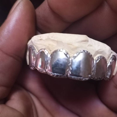 Silver Grillz 925 Sterling Custom Silver Teeth Real Diamond Cut Silver ...