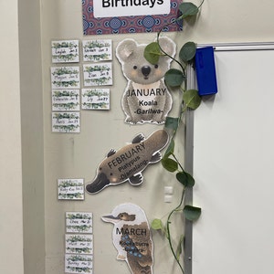 Australian Animal Birthday Chart | Classroom Decor (editable) - Etsy