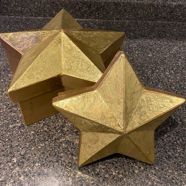 Five-piece Assorted Gold Star Gift Boxes in Various Sizes Golden ...