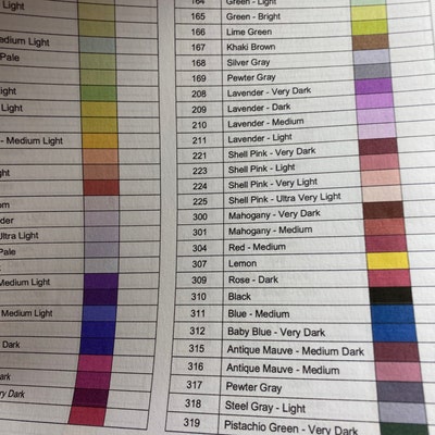 Printable DMC Thread Color Chart Tracker Inventory Sheet - Etsy