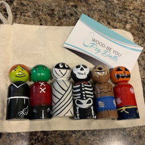 Halloween Peg Dollsspooky Wooden Doll Handmade Toys Wooden - Etsy Canada