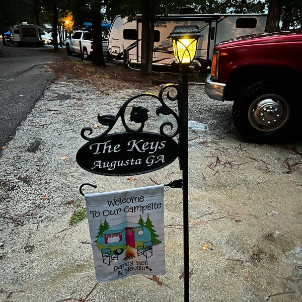 Camp/rv Sign With Flag Holder and Solar Light - 48" - Etsy