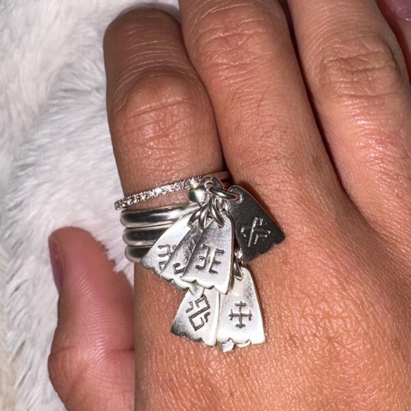 Dangling Ring With Charms, Yellow 14K Gold Plated Sterling Silver ...