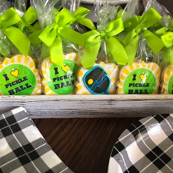 Pickleball Assortment- Set of 6 Crunchy Shortbread Cookies Individually ...