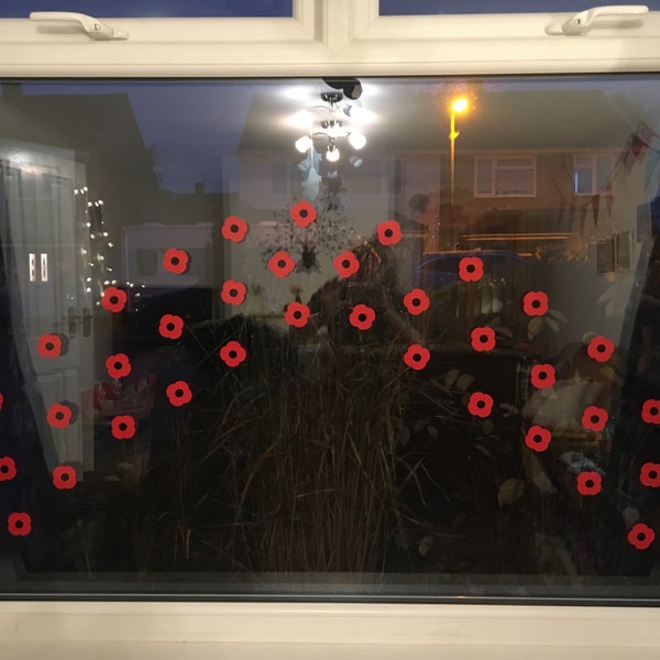 Poppy Window Stickers Poppies Day Remembrance Tribute Scene Kit Cars ...