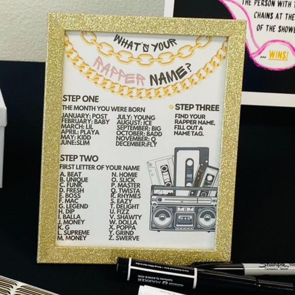 What's Your Rapper Name Digital Sign Party Decor Birthday Biggie Smalls ...