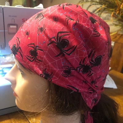 Spider Fabric, Web Fabric, Spiders on Webs, Spiders on Red, Cotton ...