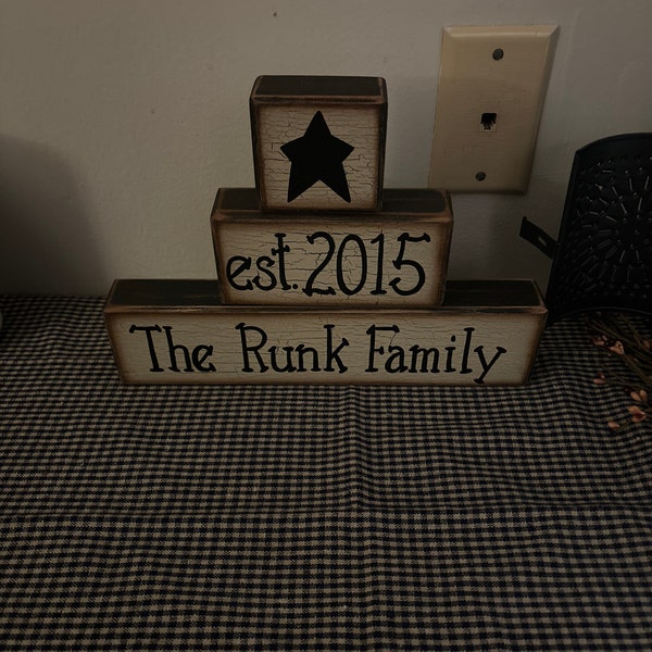 Primitive Personalized Wooden Stacking Block Set Rustic Shelf Sitter - Etsy