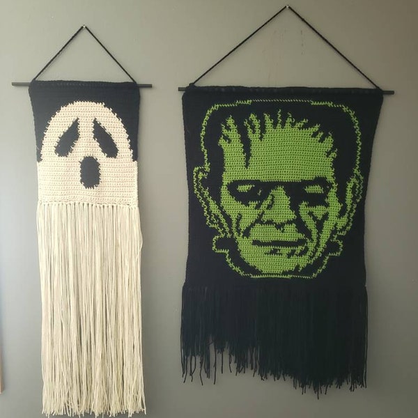 Frankenstein Monster Tapestry Crochet Pattern / Wall Hanging / Weird ...
