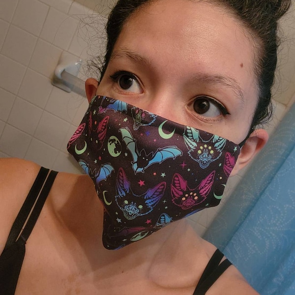 Bats Scary Halloween, Face Mask, Washable, Adjustable, Reusable, Nose ...