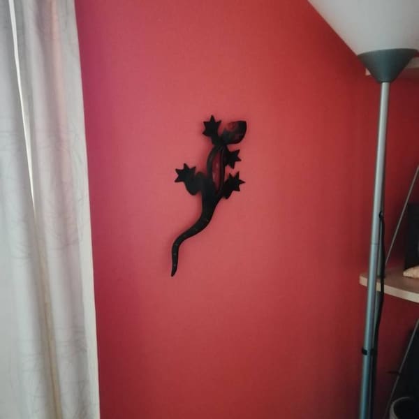 Recycled Metal Lizard Wall Hanging Decoration 31cm 12 Inches Head to ...