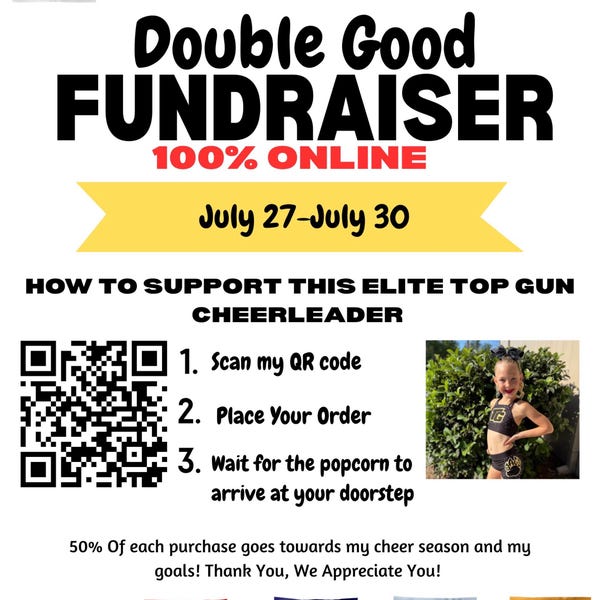 Double Good Popcorn Fundraiser Flyer Template: Editable Canva Printable ...