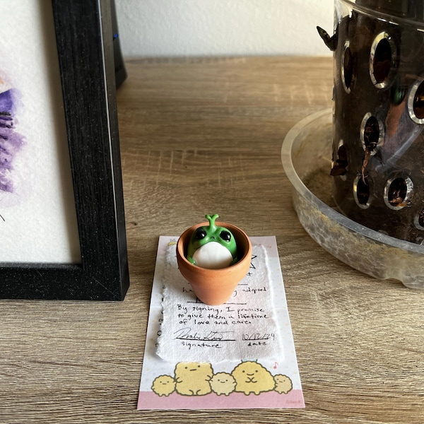 Pumpkin Frog Keychain, Cute Polymer Clay Figurine, Polymer Clay ...