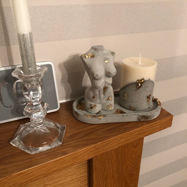 Large Female Torso Goddess Sculpture Gift Set | Concrete Candle ...