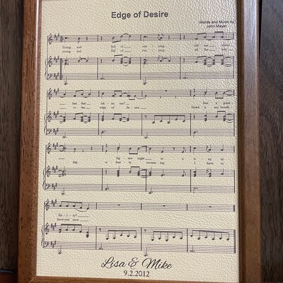 Leather Engraved Music Sheet, Personalized Framed Music Notes, 3rd ...