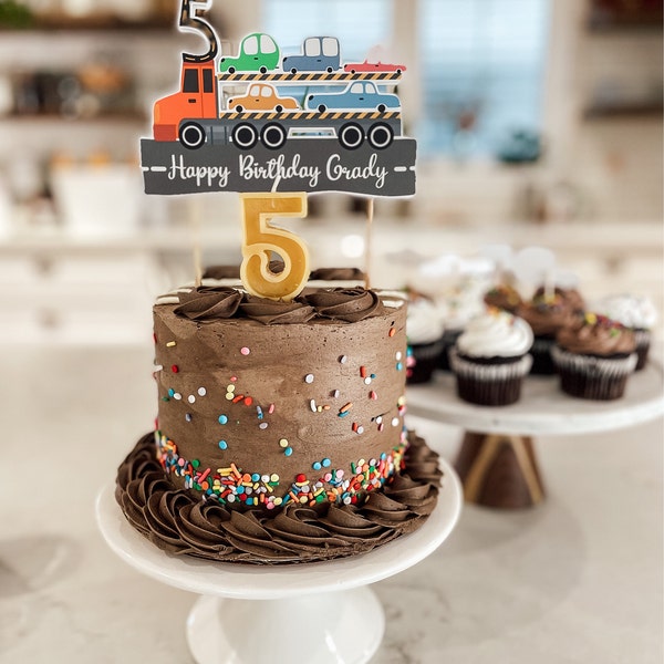 Personalized Car Carrier Cake Topper, Car Transporter, Truck ...