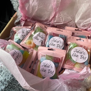Hen Party Hen Do Sweet Bags Personalised Pink Foiled Bags or Any ...