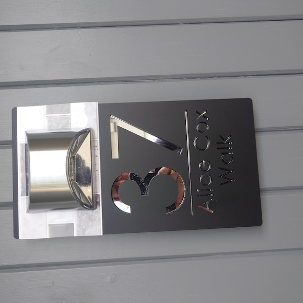 Stunning Black Mirror House Sign With Solar Light Laser Acrylic Marble ...