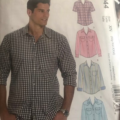 Sewing Pattern for Men's Button Down Shirt, Mens Collared Shirt Pattern ...