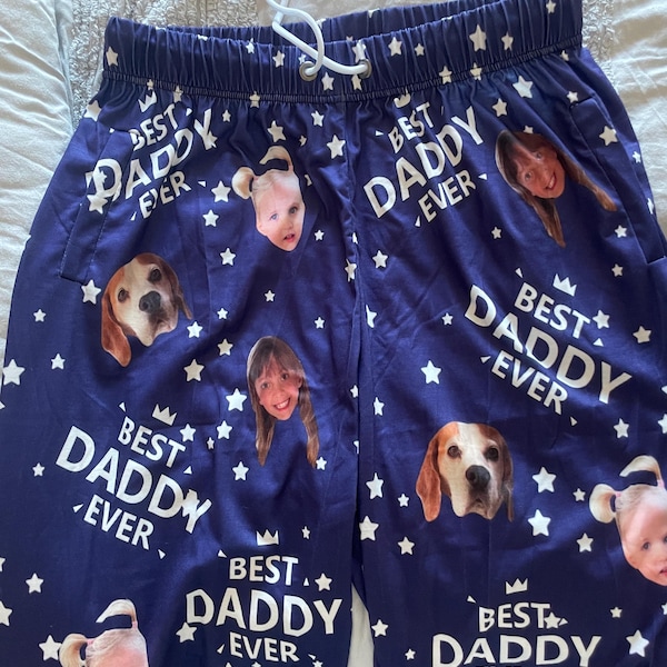 BEST DAD EVER Pajama Pants With Faces, Father's Day Gifts for Dad Mom ...