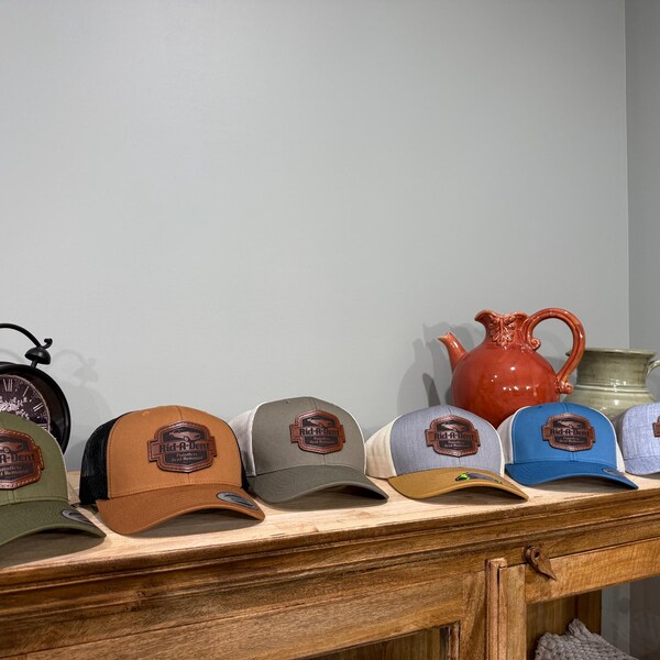 Custom Leather Patch Baseball Hats | Sewn on | Hand Finished Leather ...
