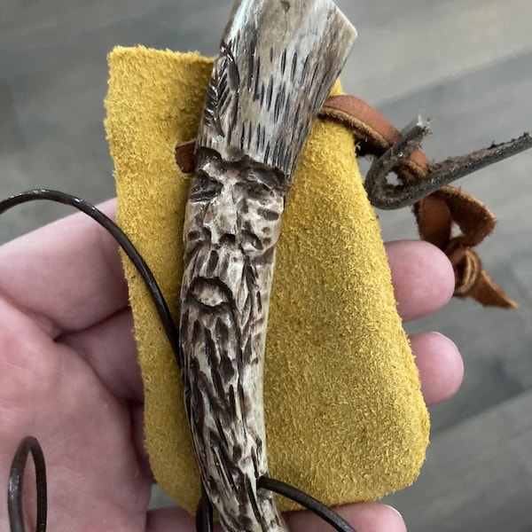 Priming Flask Black Powder Carved Deer Antler Longhunter Mountain Man ...