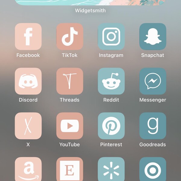 Ios 14 Beach App Icons, Blue Beach Pack Icons, Aesthetic Line Art and ...