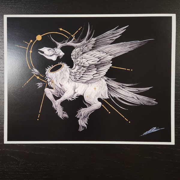 Celestial Raven Bird Wings Illustration Art Painting Print, Astrology ...