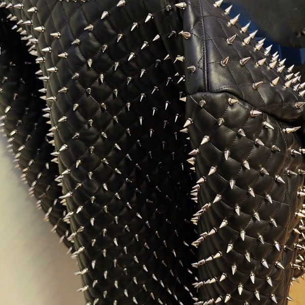 Men's Gothic Studded Vest Jacket, Made to Order Black Genuine Leather ...