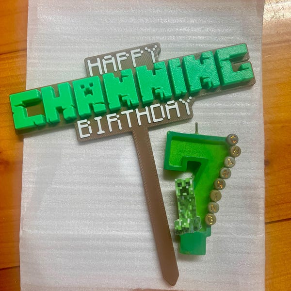 Custom 3D Cake Topper. Pixelated Video Game Style. Personalize With Any ...