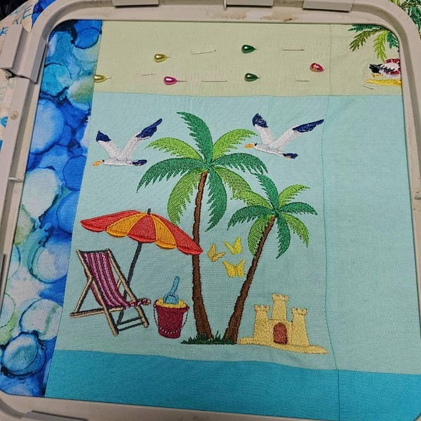 Beach Club - Preppy Beach Chair and Umbrella - Machine Embroidery ...