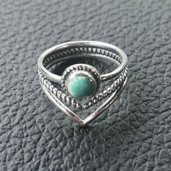 Chevron Turquoise Ring, Thumb Ring, Boho Sterling Silver Ring for Women ...