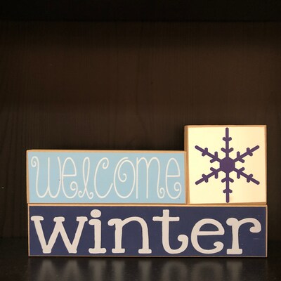 Reversible Autumn and Winter Sign Reversible Blocks Fall Decor Winter ...