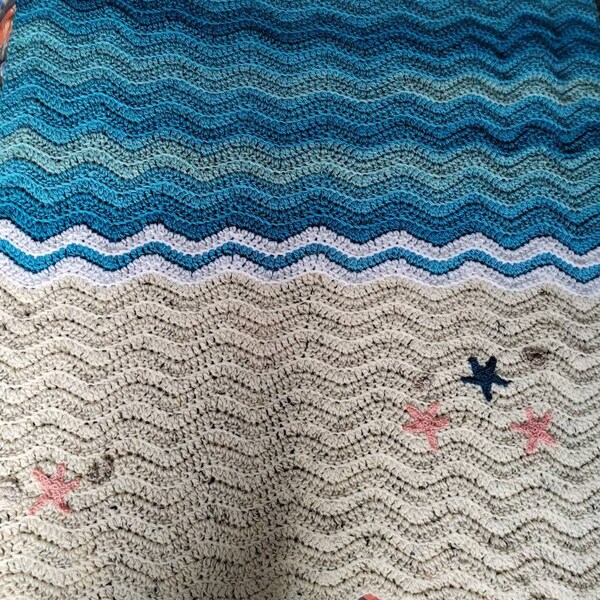 Beach Throw | Ocean Afghan | Crochet Beach Blanket | Coastal Blanket ...