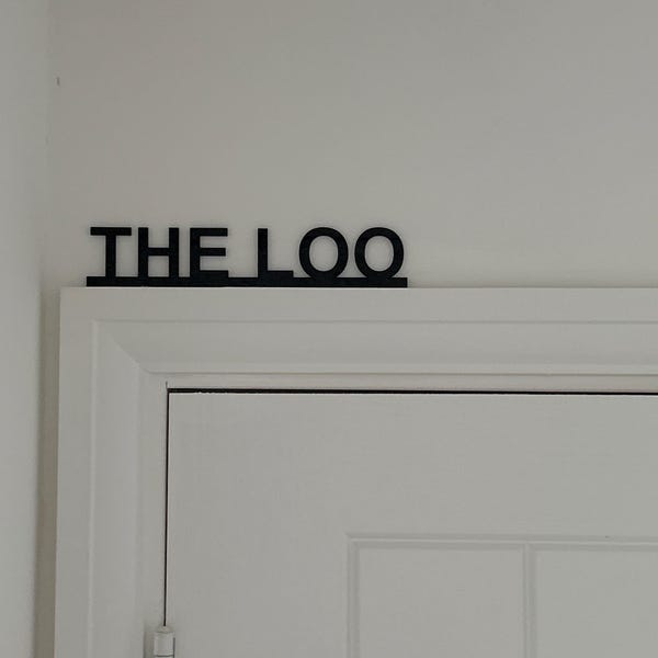 THE LOO Toilet Door Sign, Door Topper, Shelf Decor, Door Frame Art ...