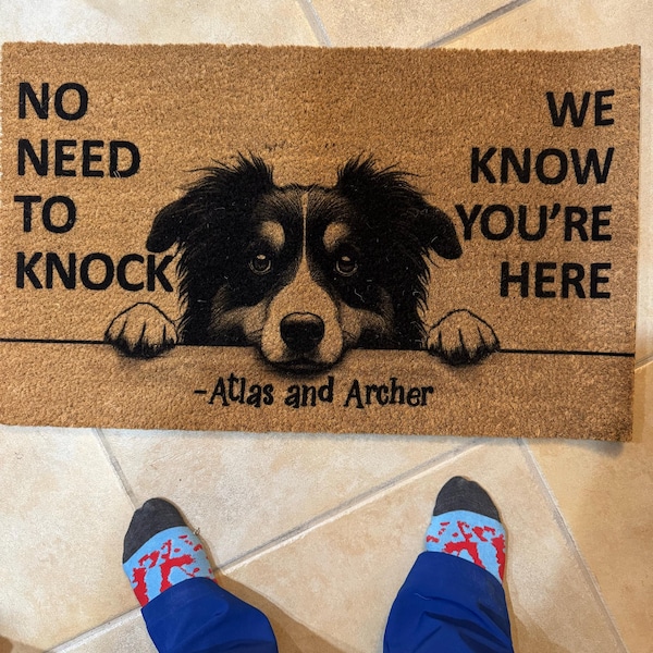The German Shepherds Door Mat, We Know You ARE Here Shepherd Dogs Door ...