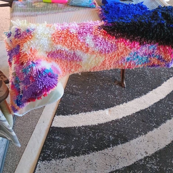 Blue Latch Hook Kits, Large Latch Hook Rug Kit for Adults Latch Hook ...