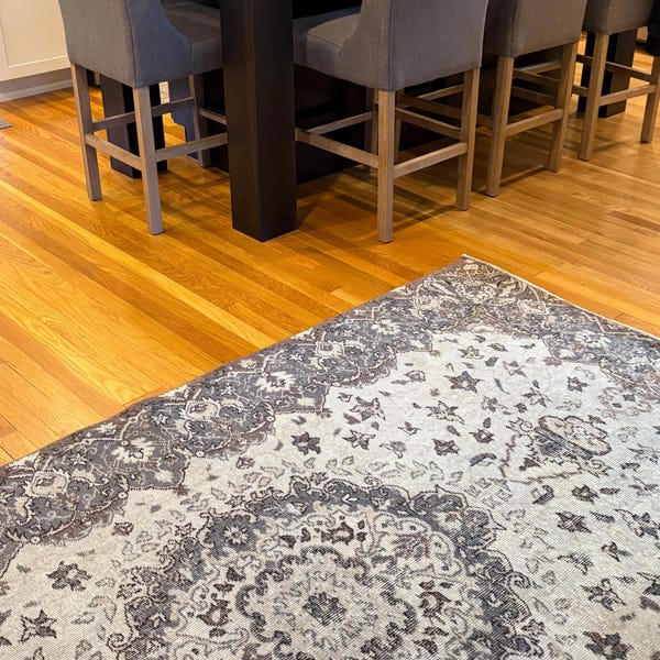 5x9 Vintage Rug, Beige Turkish Area Rug, Ivory Rug, Wool Anatolian ...