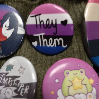 Genderfluid Pride Flag Pronoun Pin Back Button They/them She/him She ...