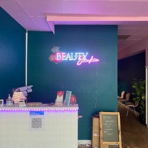Wavy Pink Neon Mirror Glowing Mirror Led Neon Sign Light up - Etsy