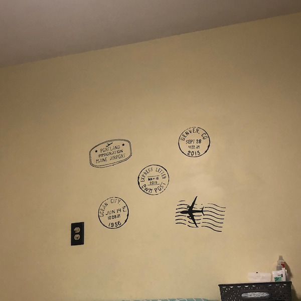 Travel Wall Decal, Travel Stamp Wall Decals, Travel Vinyl Wall Decals ...
