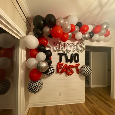Race Car Birthday Balloon Garland Two Fast Racer Birthday Race Driver ...