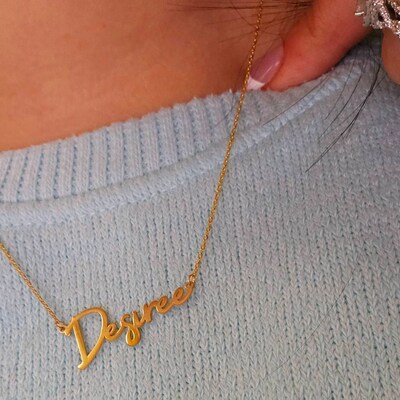 14K Gold Name Necklace, Nameplate Necklace Custom Name Necklace ...