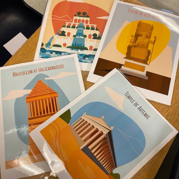 The Seven Wonders of the Ancient World Poster Art, 7 Wonders Wall ...