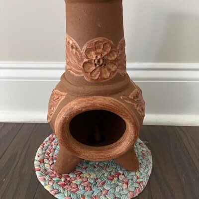 Mini Hand Painted Clay Chiminea, Daisy Mini Chimenea, Insense Burner ...