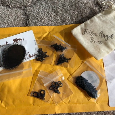 Mini Fan Connector, 13mm, Antiqued Black Brass, 8 Links, Short, Small ...