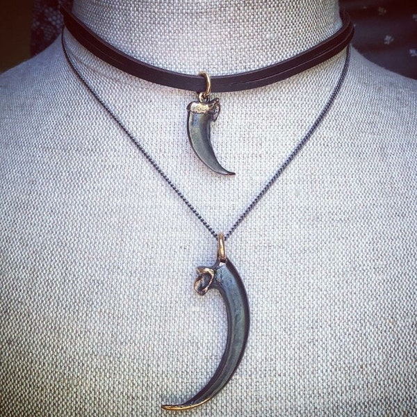 Black Talon Necklace - Raven Talon Pendant - Bronze Bird Talon Necklace ...