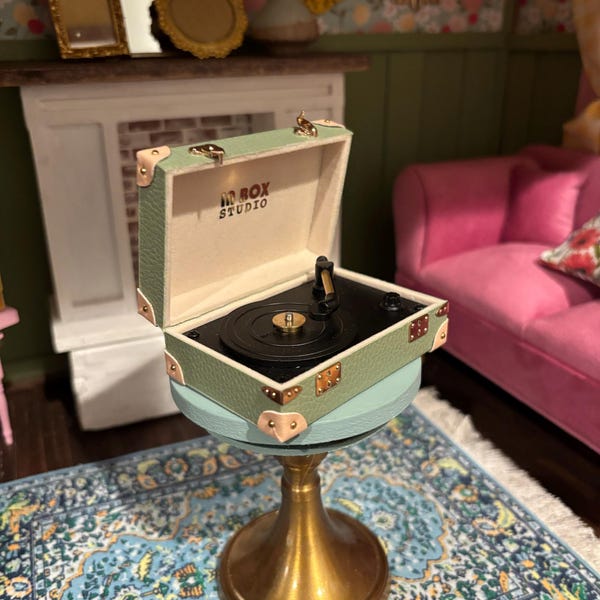 1:6 Dollhouse Miniature Mini Simulation Microfilm Vintage Phonograph ...